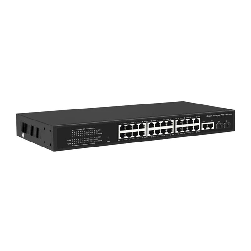 China 24 Ports Fiber POE switch with 2*1000M optical fiber port managed ...